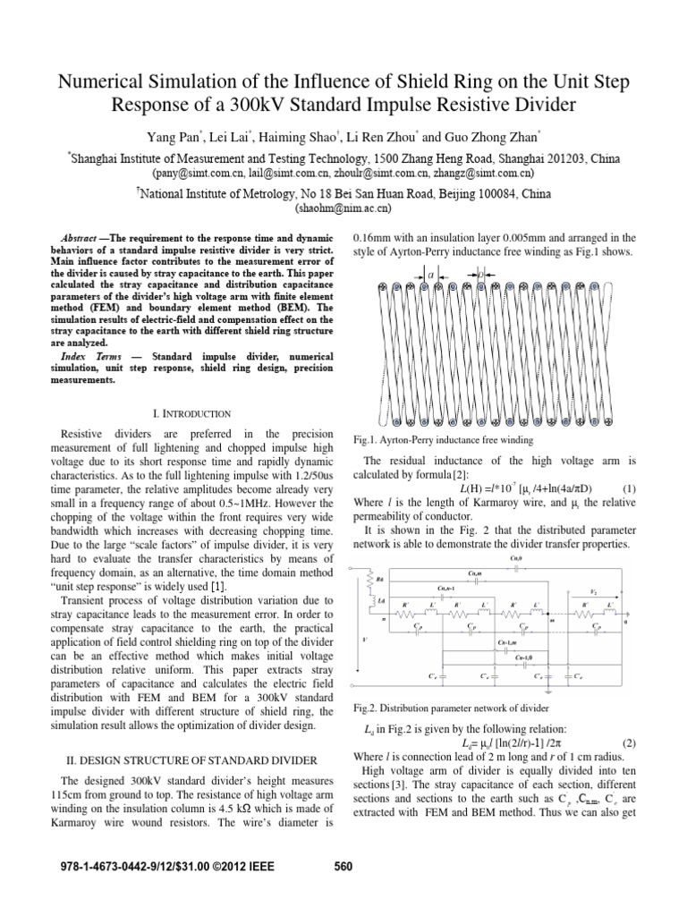 Shield Ring Impact on Impulse Divider Response | PDF | Capacitance ...