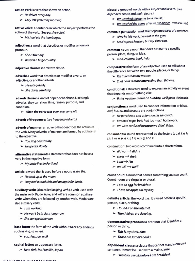 Grammar Glossary | PDF