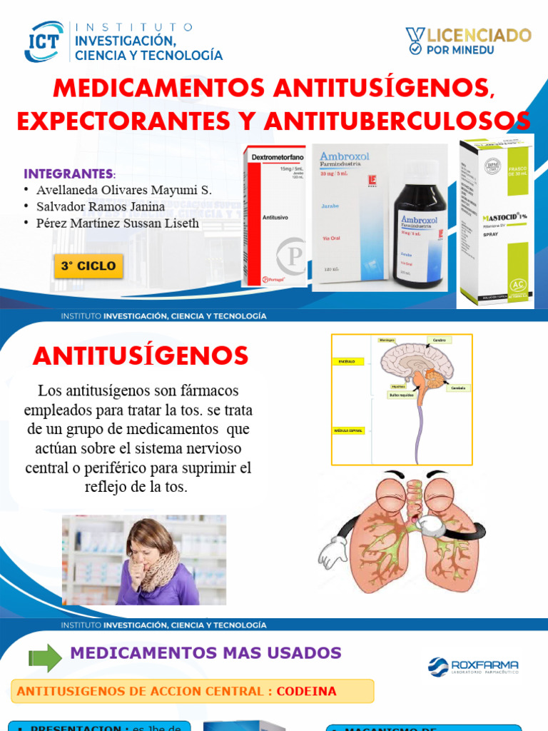 Medicamentos Antitusígenos, Expectorantes y Antiberculosos | PDF | Tos ...