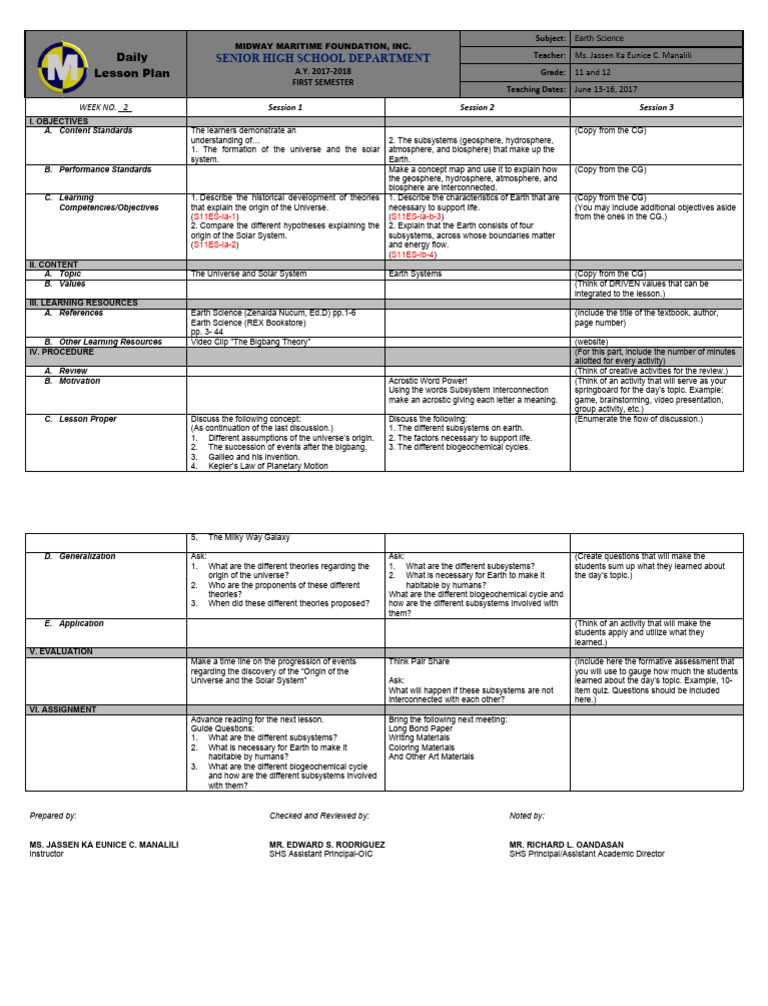 Earth Science_Week 2 DLP | PDF | Earth Sciences | System