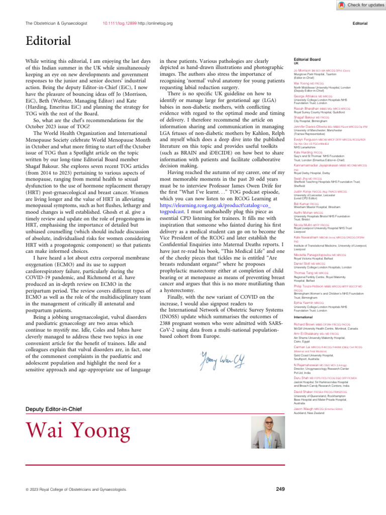 Editorial | PDF | Hormone Replacement Therapy | Gynaecology