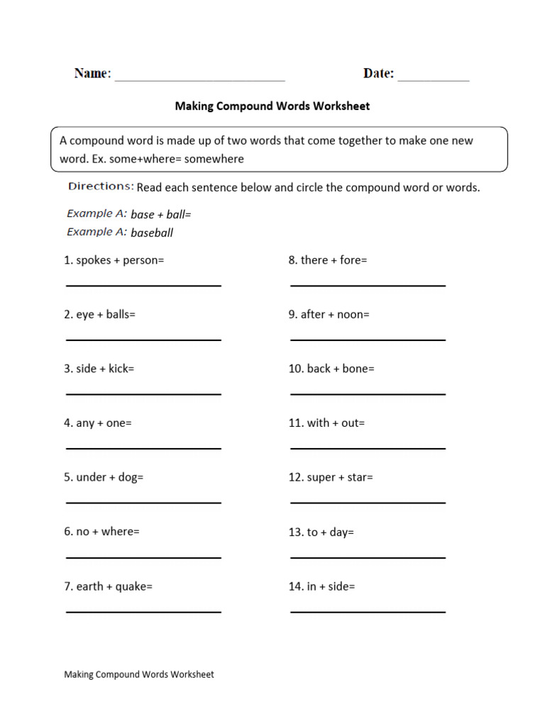 Making Compound Words Worksheet 3 | PDF
