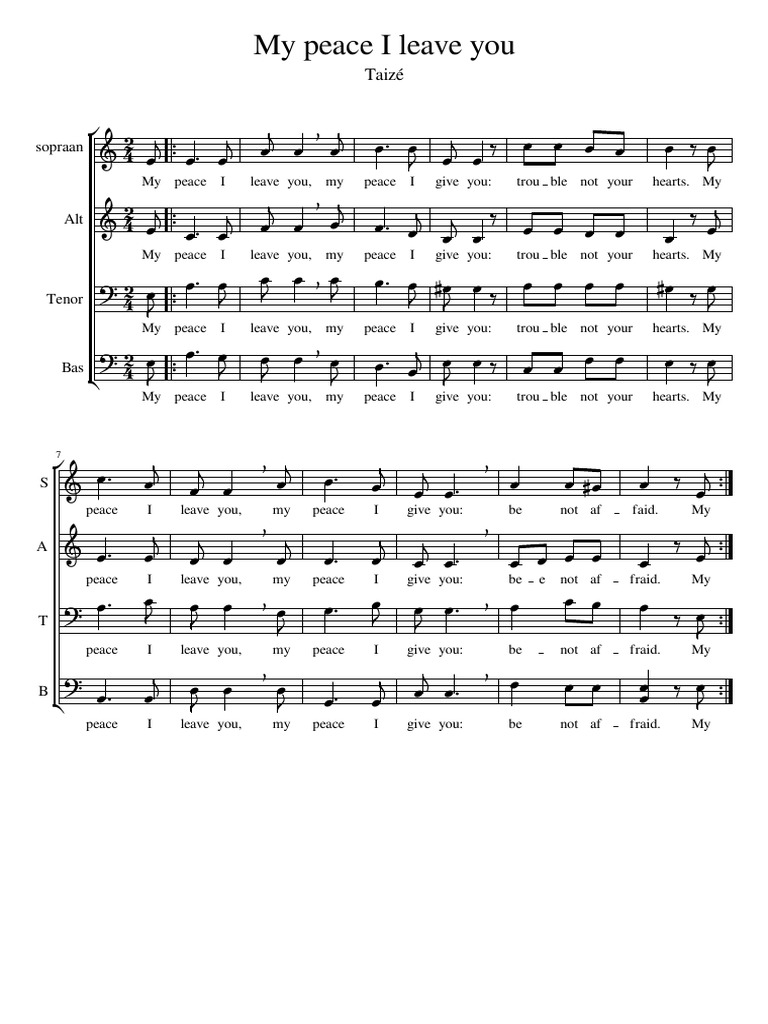 My Peace I Leave You - Taizé Music | PDF | Vocal Music | Choral Music