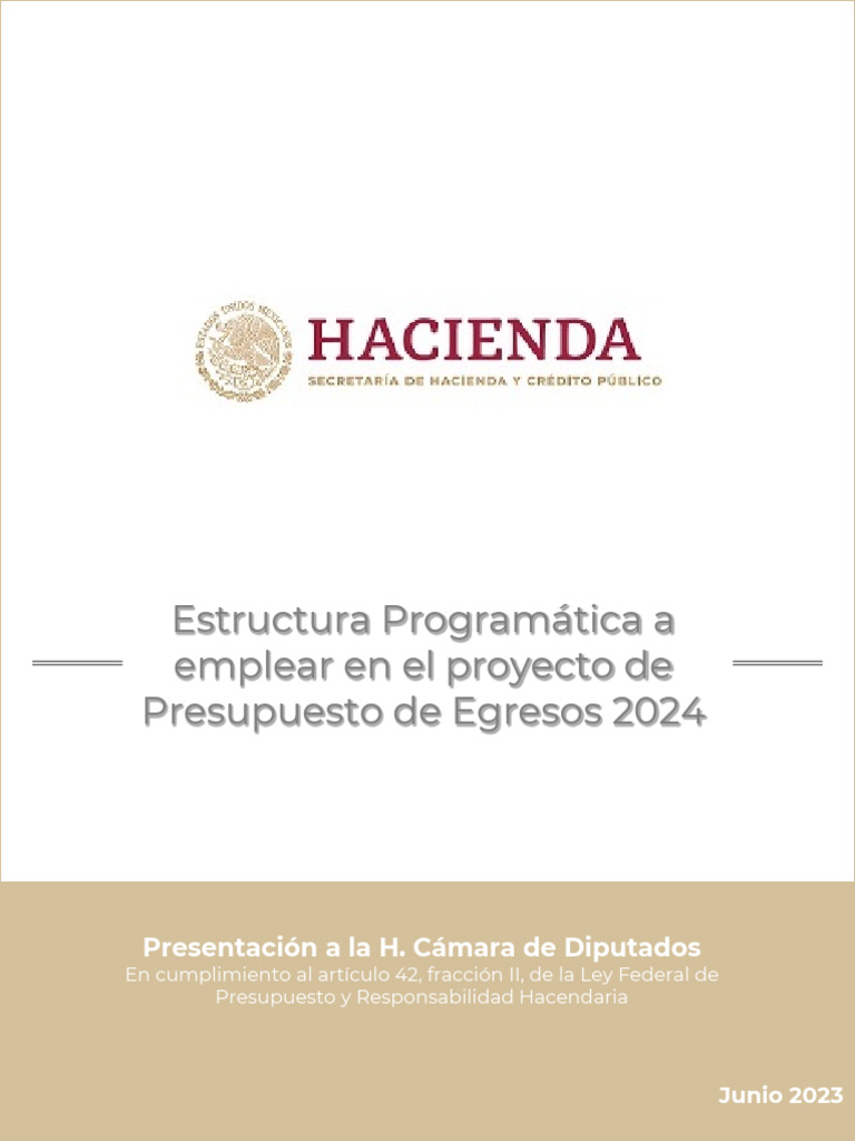 Estructura Programática Presupuesto 2024 | PDF | Presupuesto | México