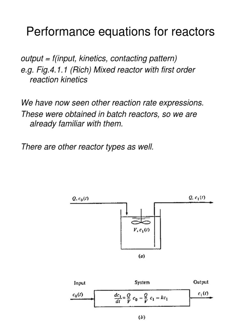 Performance Equations For Reactors | PDF | Chemical Reactor | Reaction Rate