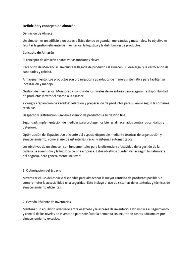 Definición y Concepto de Almacén | PDF | Almacén | Logística
