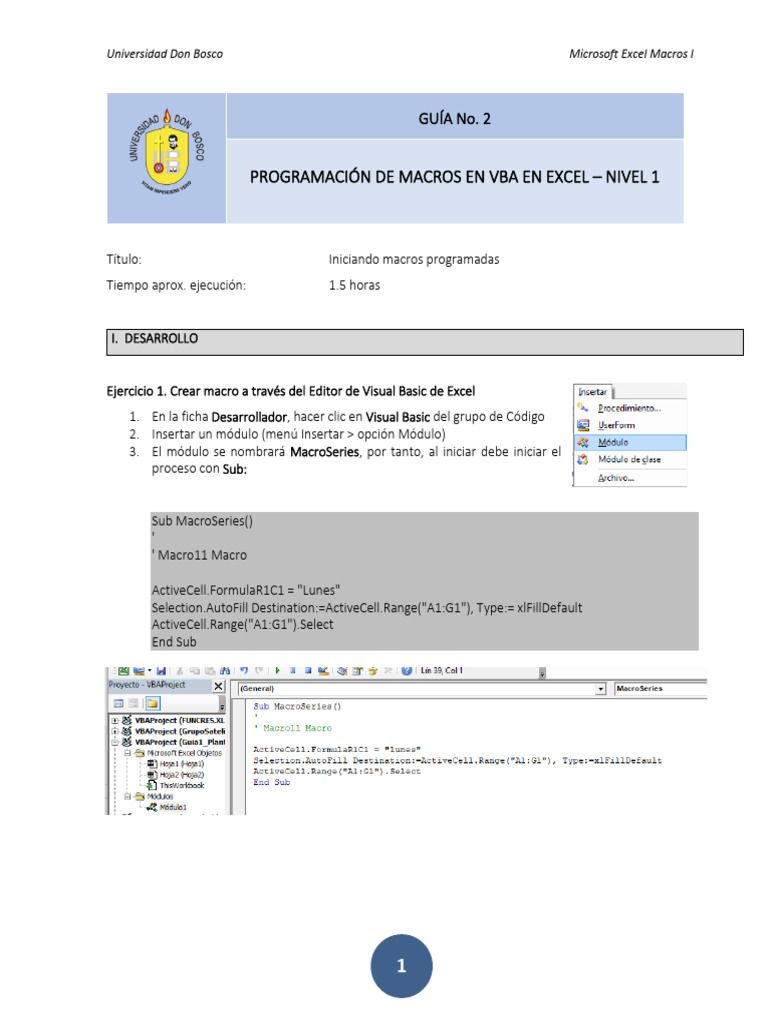 Guía 2 - Excel Macros I - Virtual | PDF | Microsoft Excel | Macro (informática)