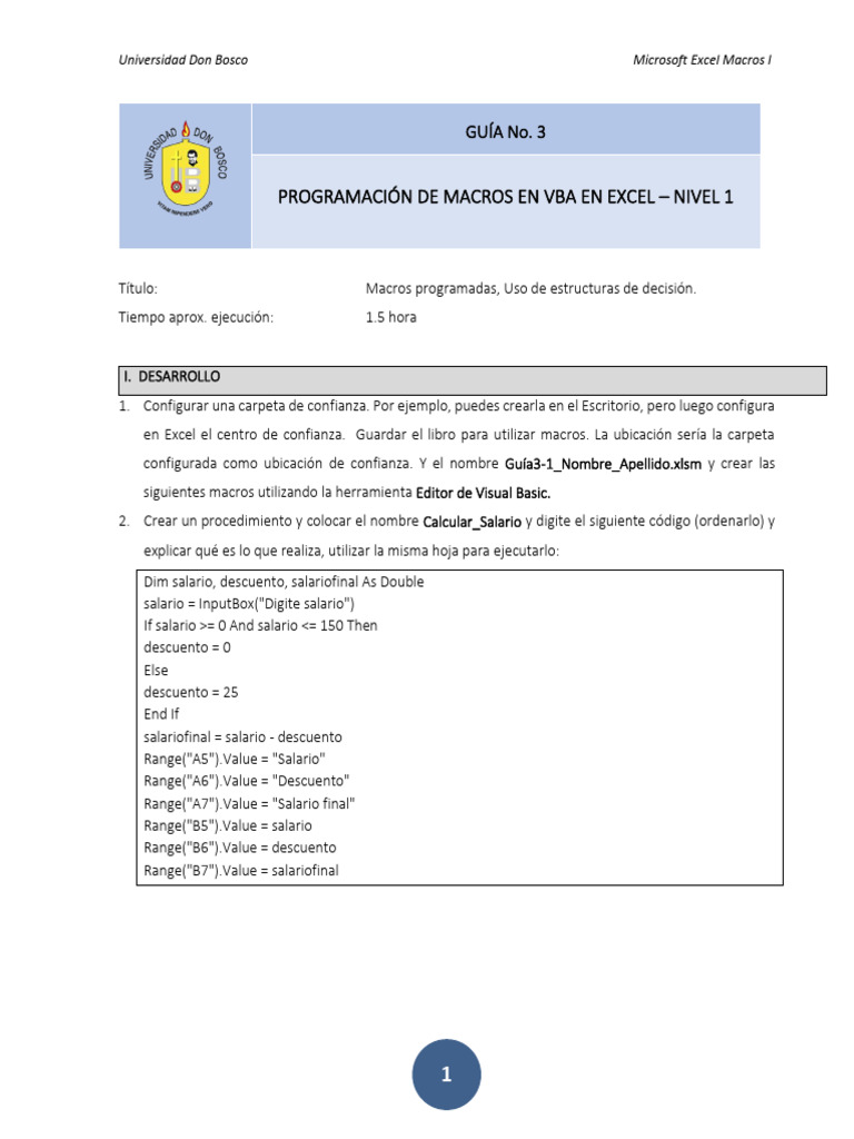 Guía 3 - Excel Macros I - Virtual | PDF | Macro (informática) | Microsoft Excel