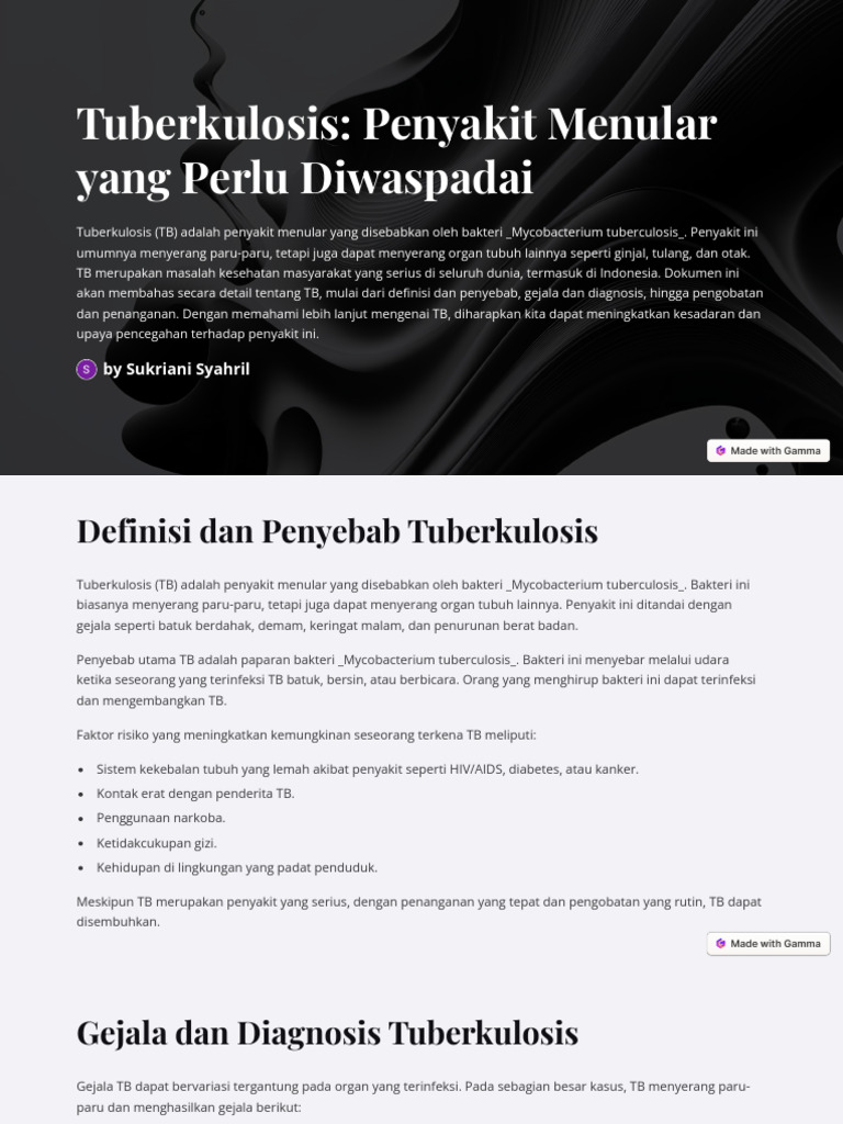Tuberkulosis Penyakit Menular Yang Perlu Diwaspadai | PDF