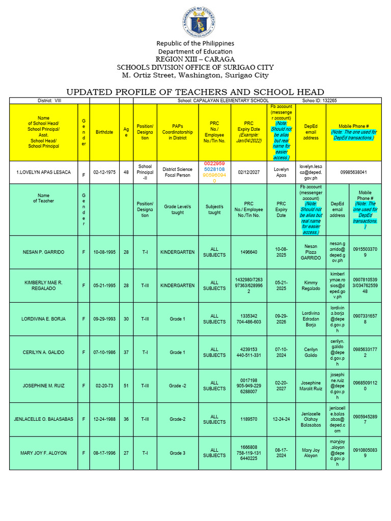 TEACHERS PROFILE Final 1 | PDF | Philippines | Public Administration