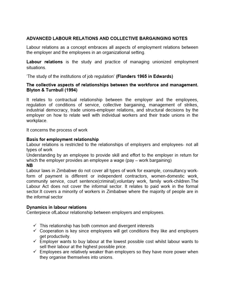 Advanced Labour NOTES | PDF | Employment | Labour Law