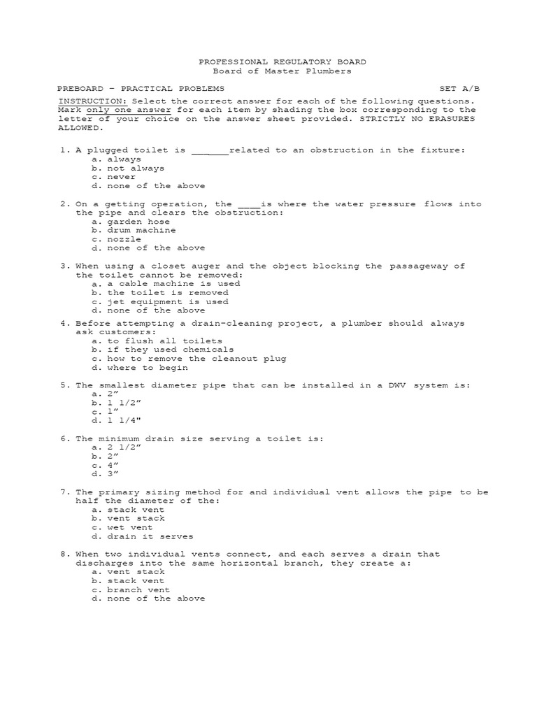 Preboard Practical Problems | PDF | Water Heating | Building Engineering