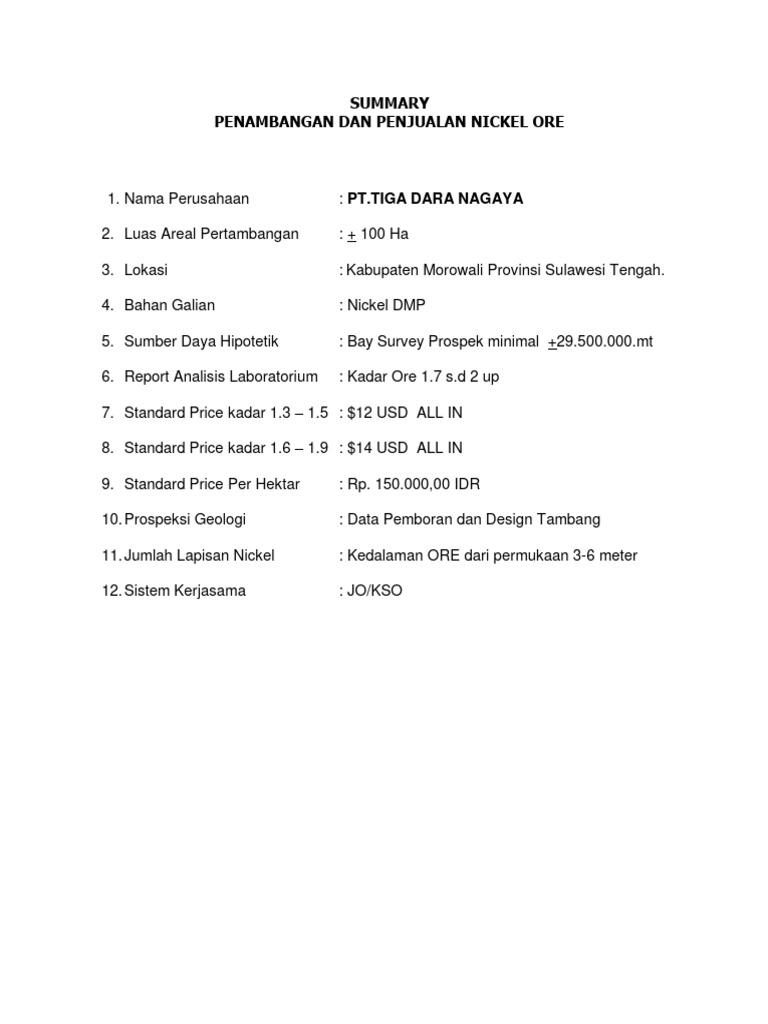 Explorasi PT Tiga Dara Nagaya | PDF