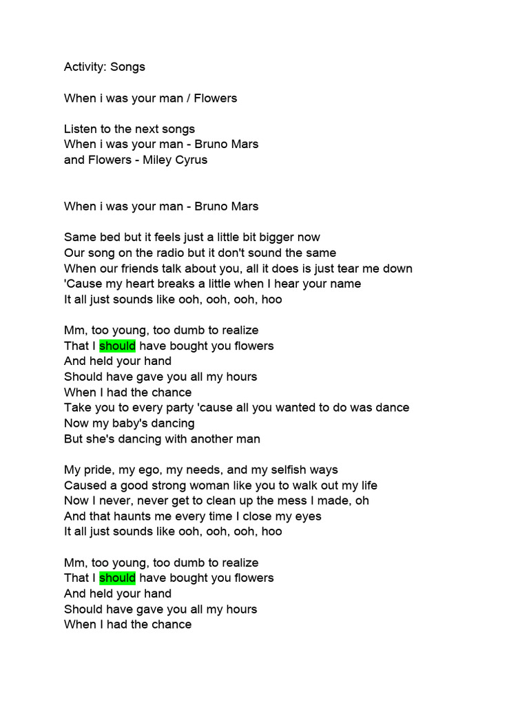 Activity: Songs | PDF