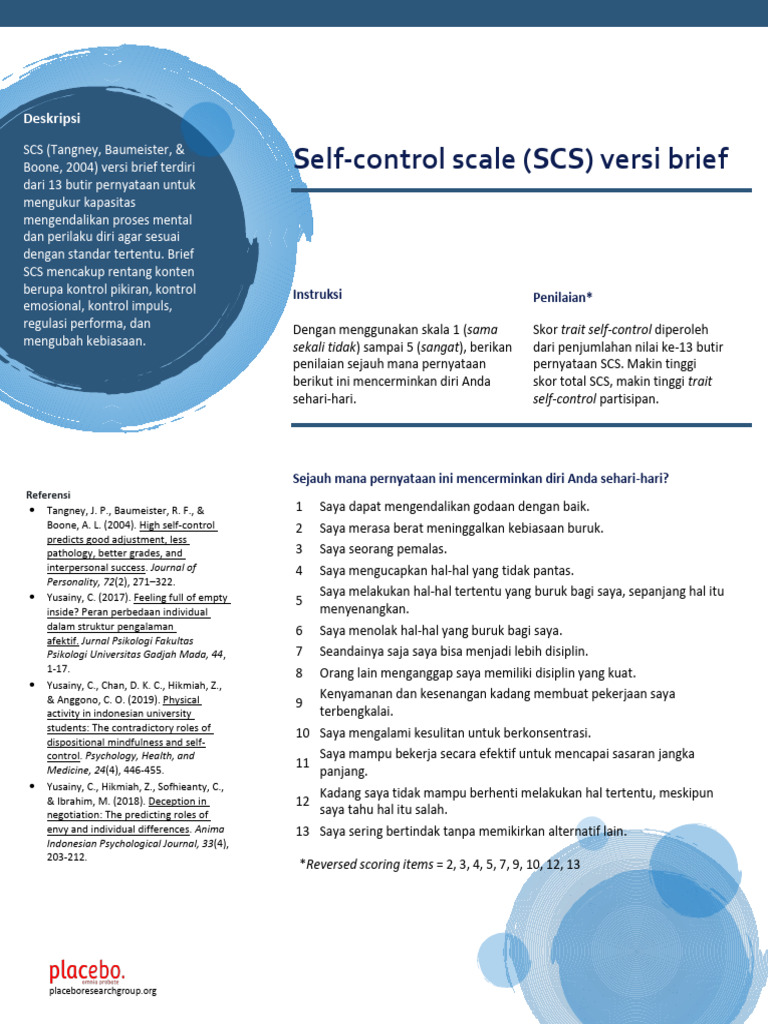 Self Control Scale | PDF