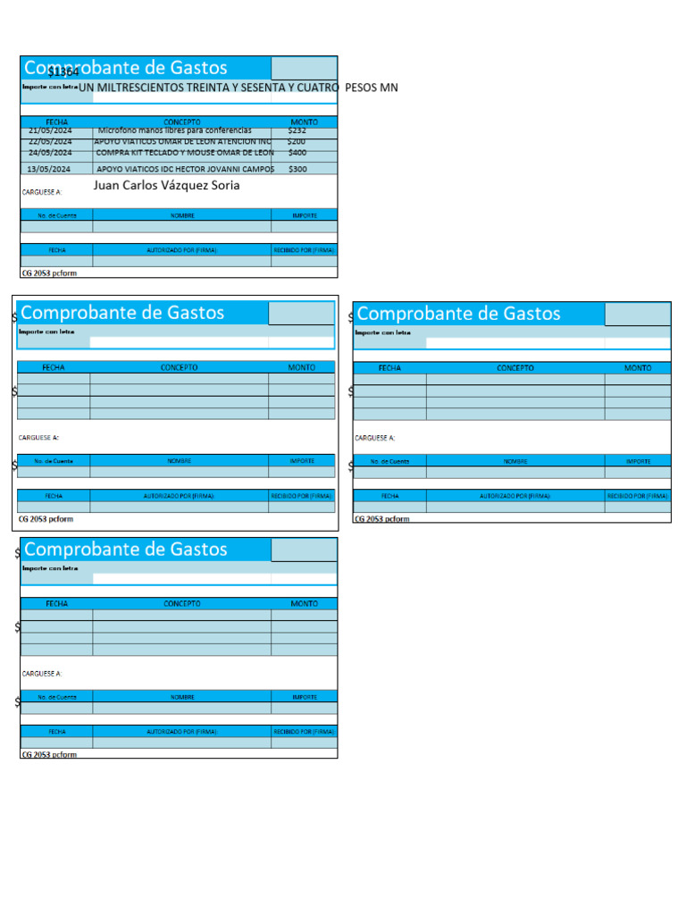 Comprobantes Vales Azules | PDF