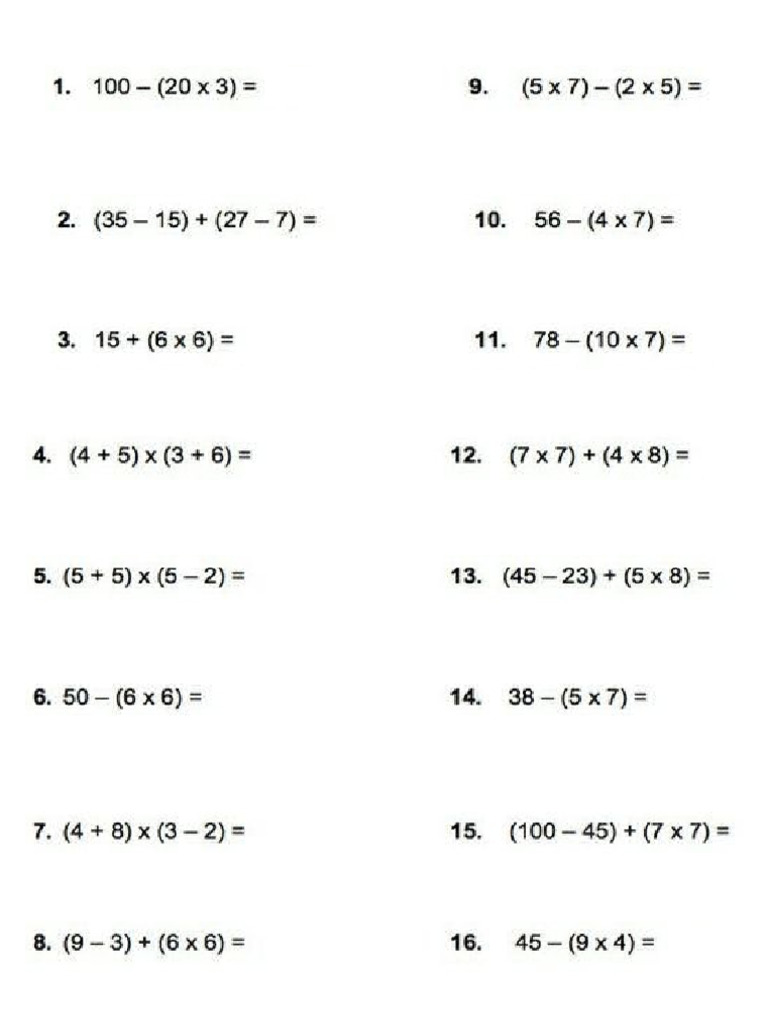 Matematica Operaciones Combinadas Pdf