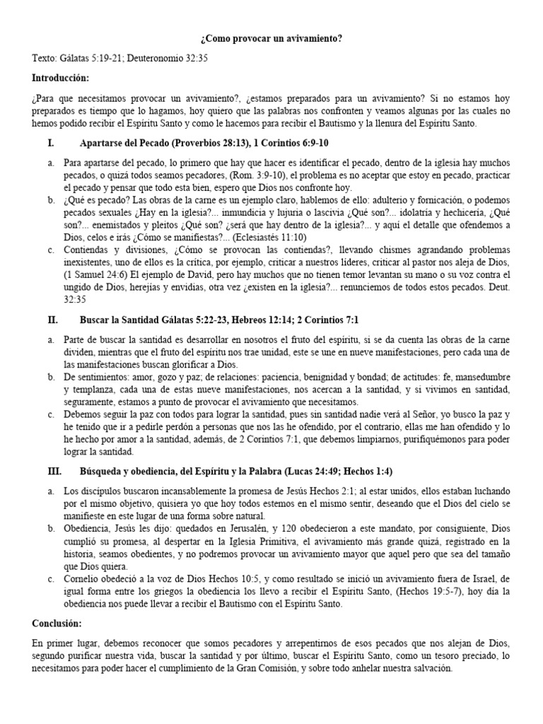 Claves para Provocar un Avivamiento | PDF | Creencia religiosa y ...