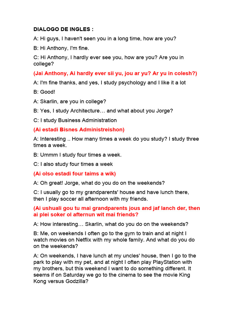 DIALOGO DE INGLES | PDF