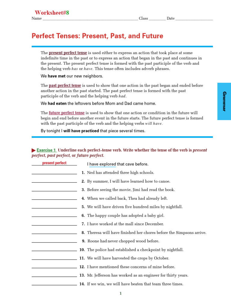 Understanding Perfect Tenses in English | PDF | Grammatical Tense ...