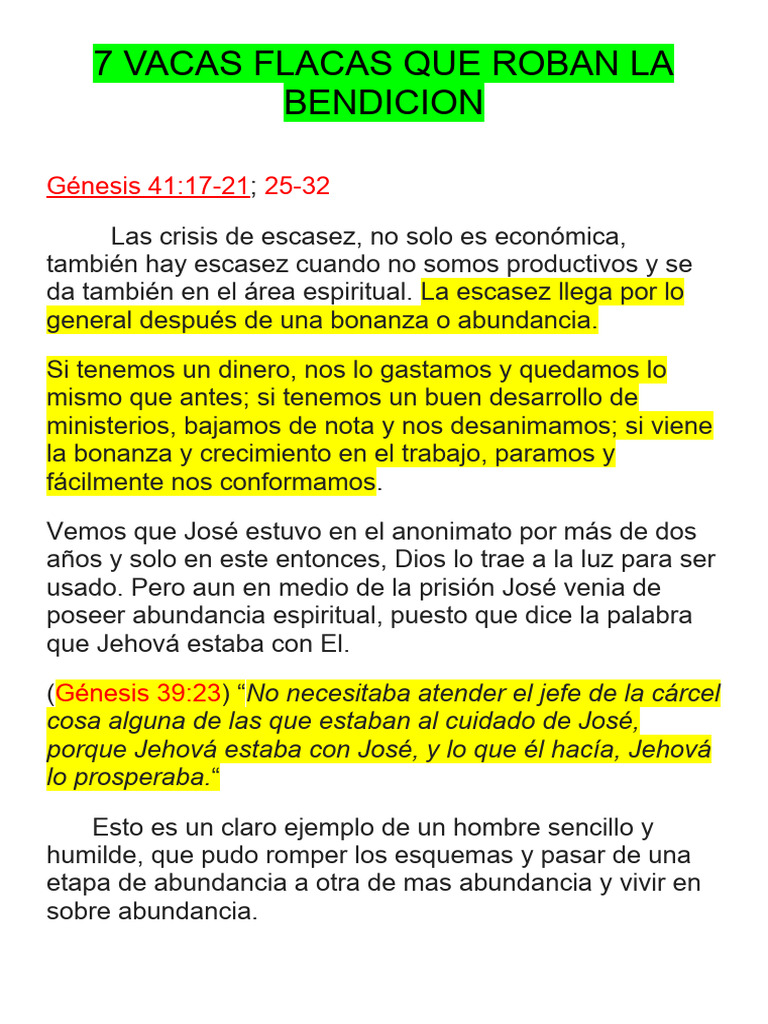 7 Vacas Flacas Que Roban La Prosperidad | PDF