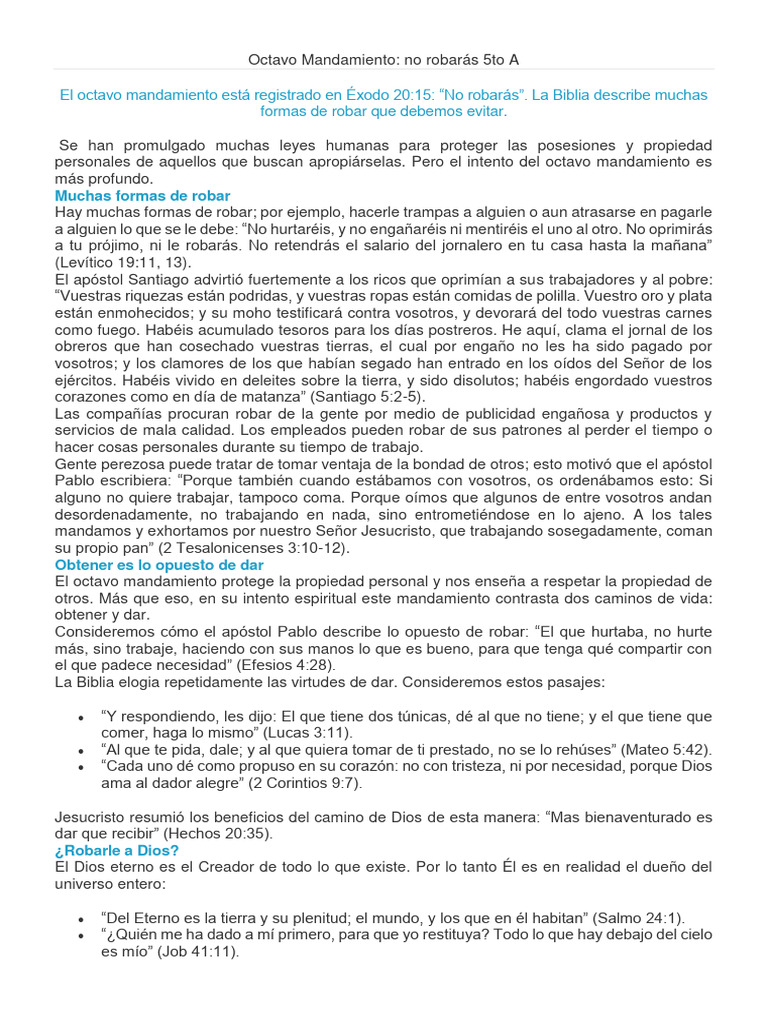 Octavo Mandamiento | PDF | Diezmo | Creencia religiosa y doctrina