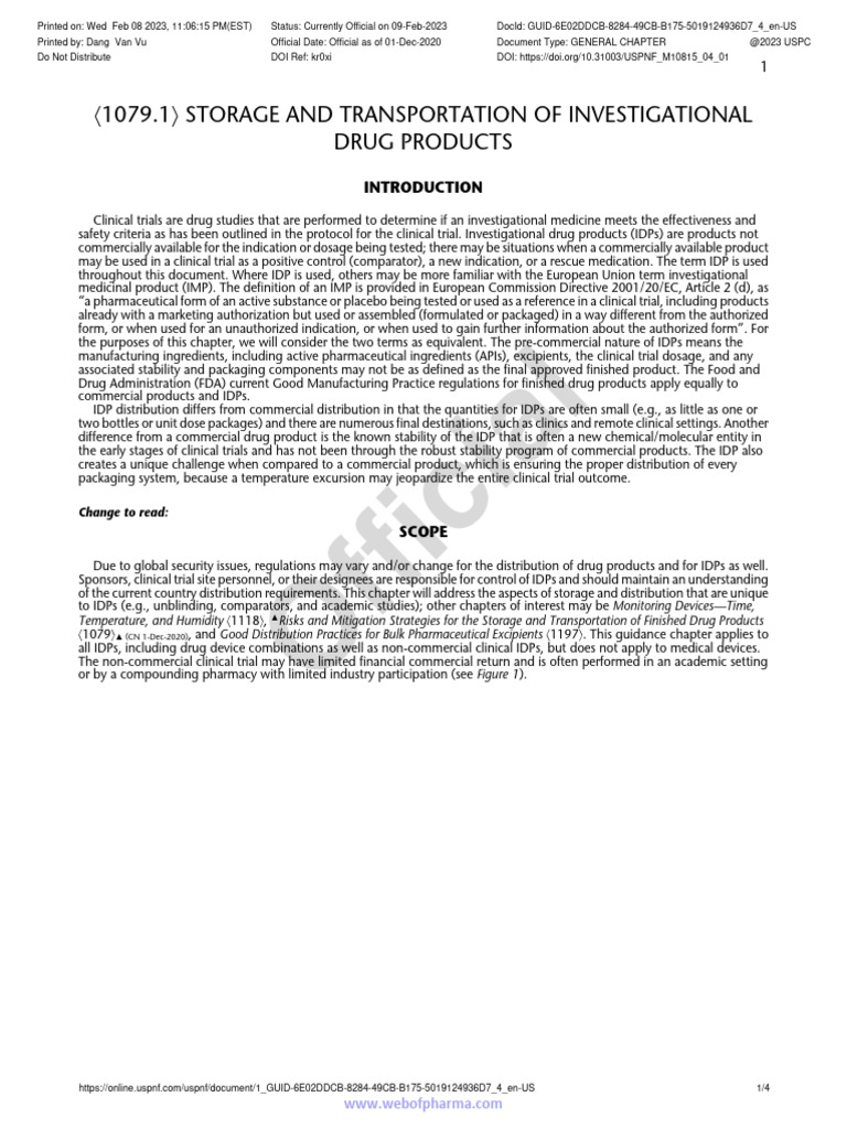 〈1079.1〉 Storage and Transportation of Investigational Drug Products ...