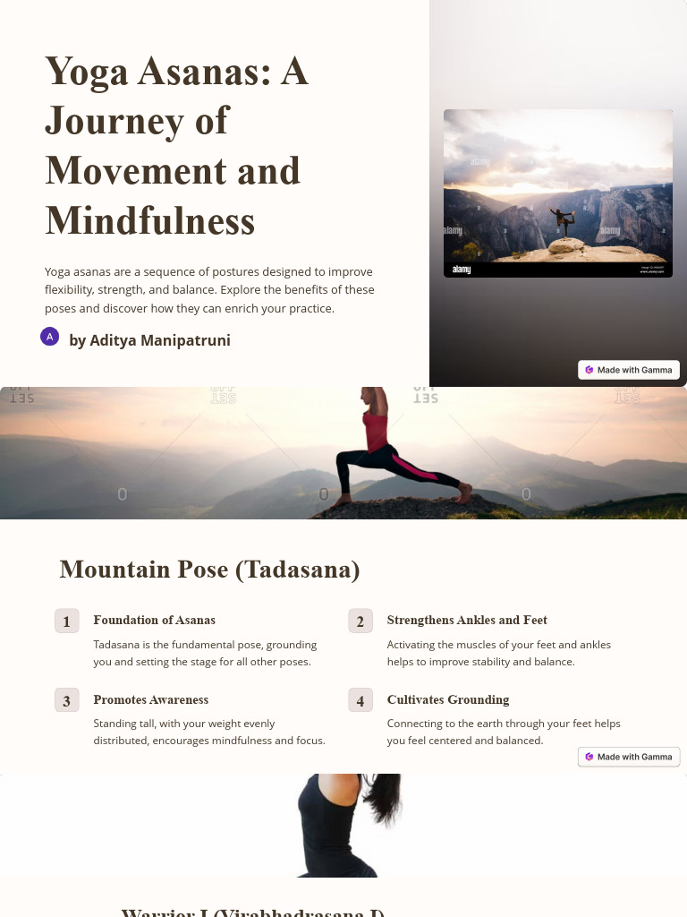 Yoga Asanas A Journey of Movement and Mindfulness | PDF | Asana | Foot