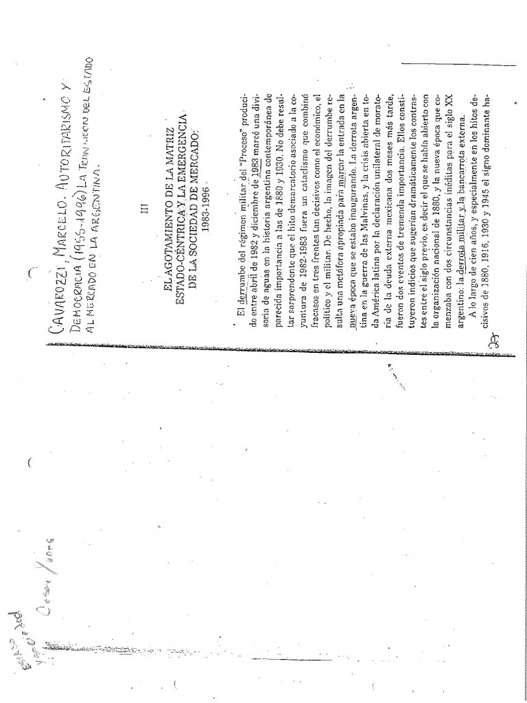 Cavarozzi - de La MEC A La Sociedad de Mercado | PDF