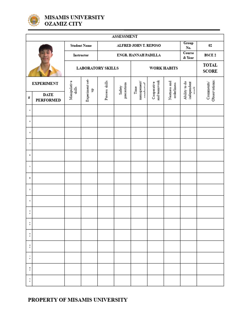 Ce 222L Experiment Assessment Profile Reposo | PDF | Science