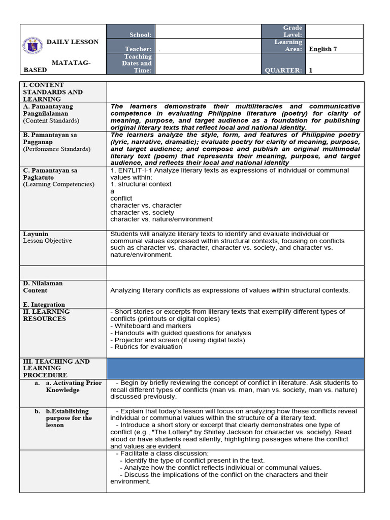 Q1 DLL | PDF | Learning | Teachers