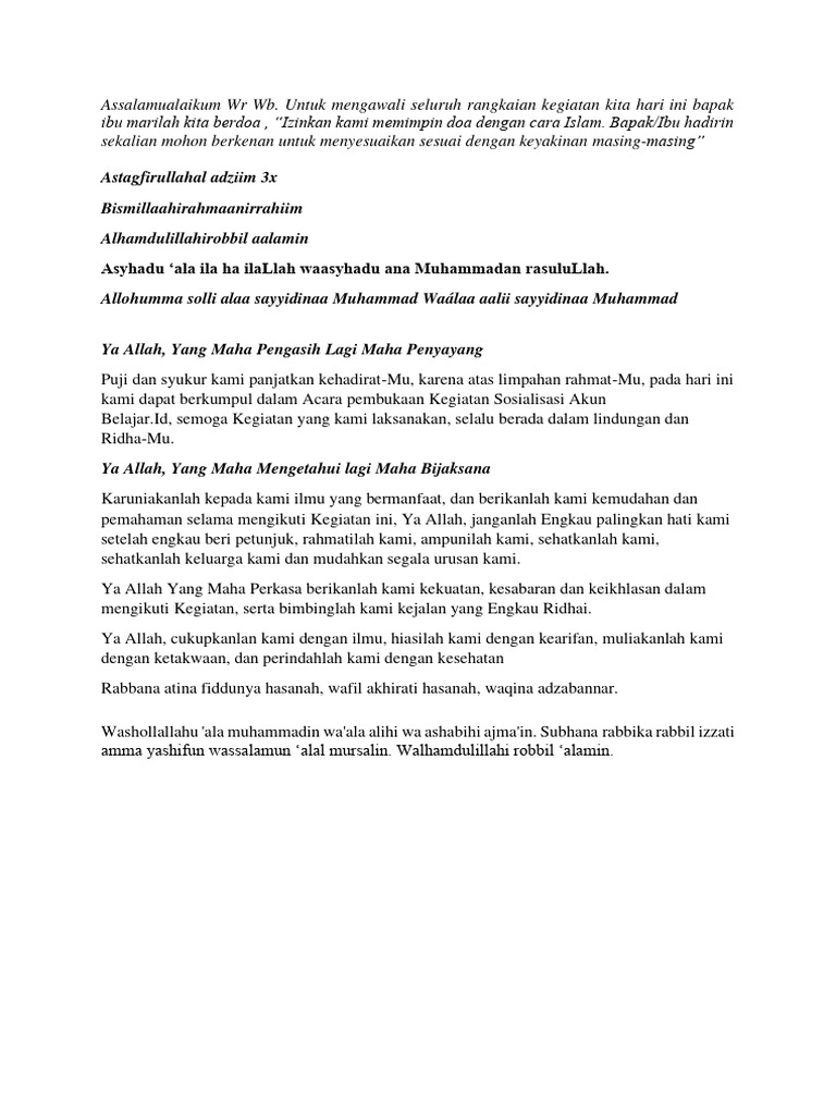 Doa Pembukaan Dan Penutupan Diklat | PDF | Agama & Spiritualitas