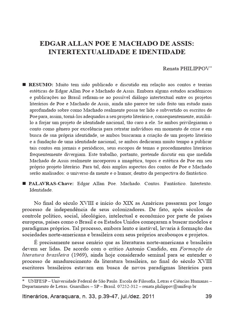 Edgar Allan Poe e Machado de Assis Inter | PDF | Romantismo | Contos