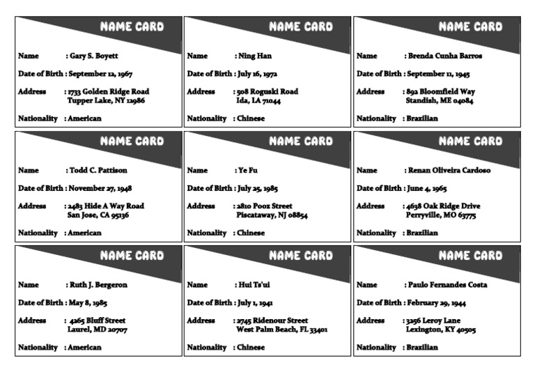 Fake Name Card | PDF