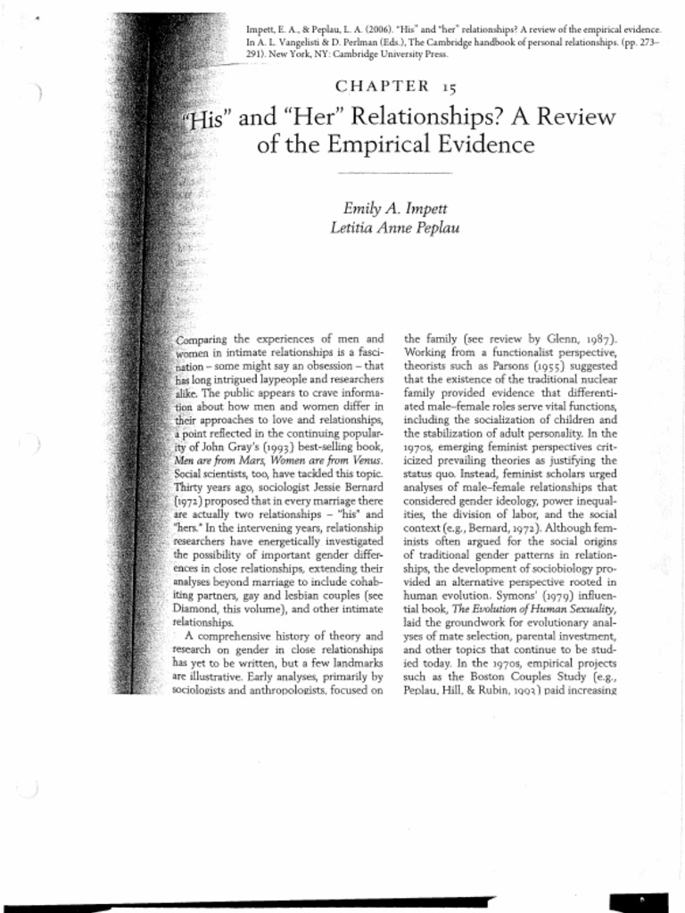 Impett & Peplau - 200 - His and Her Relationships | PDF | Gender ...
