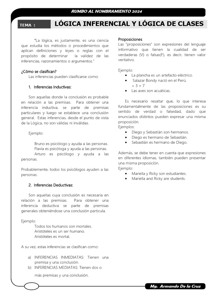 RESOLUCION - TEMA10-11 - LOGICA DE CLASES-silogismo | PDF | Inferencia | Proposición