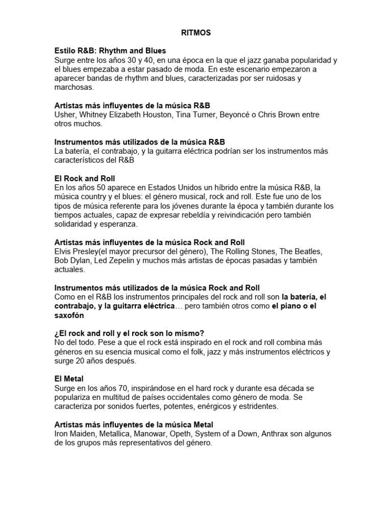 RITMOS | PDF | La música rock | Rock and roll