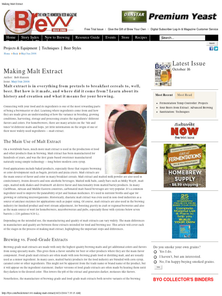 Malt Extraction | PDF | Brewing | Homebrewing