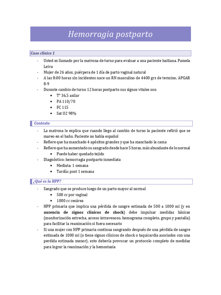 Hemorragia Postparto | PDF | Embarazo humano | Vertebrados