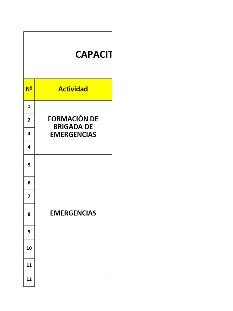Gantt Capacitación Prevención de Riesgos E02 | PDF | La seguridad | Gestión de emergencias
