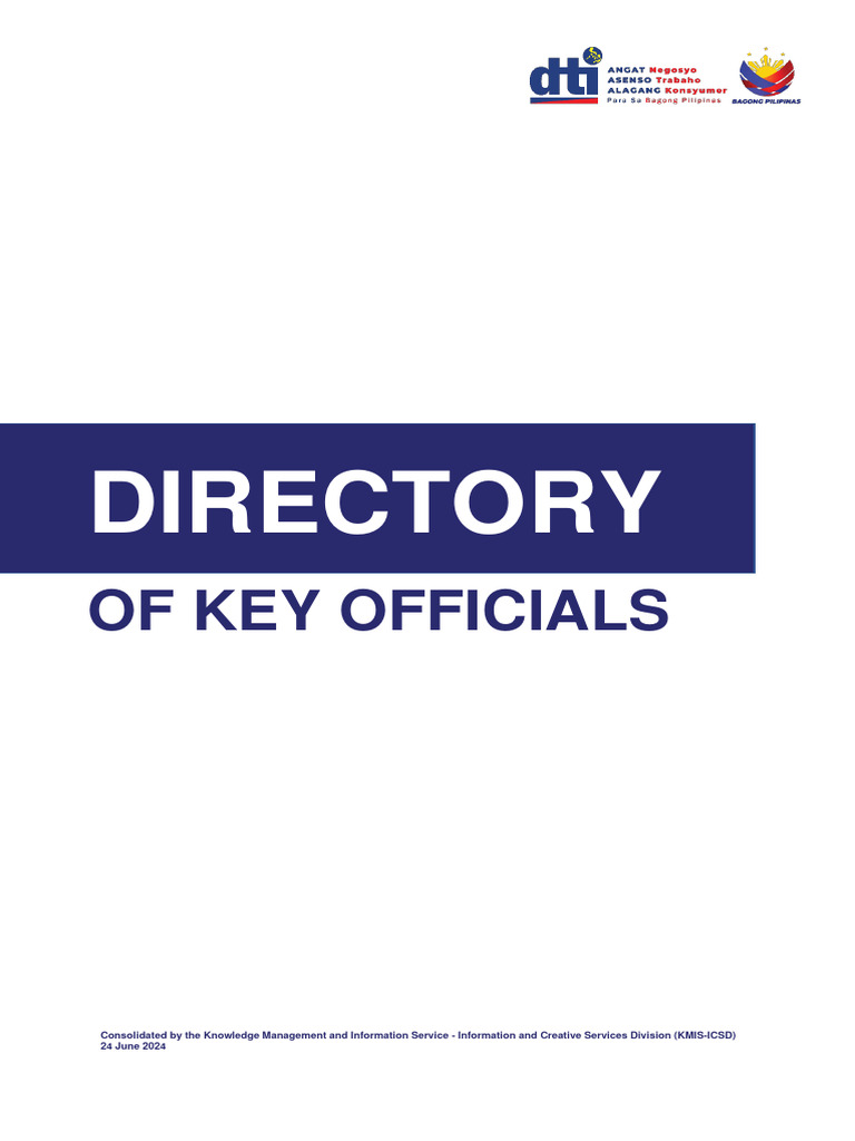 DTI Directory of Key Officials As of 24 June 2024 | PDF | Business ...