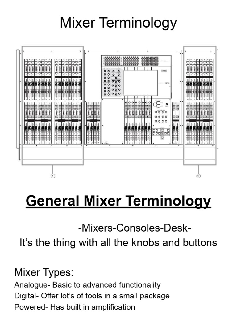Slides - Mixer Terminology | PDF | Equalization (Audio) | Sound Technology