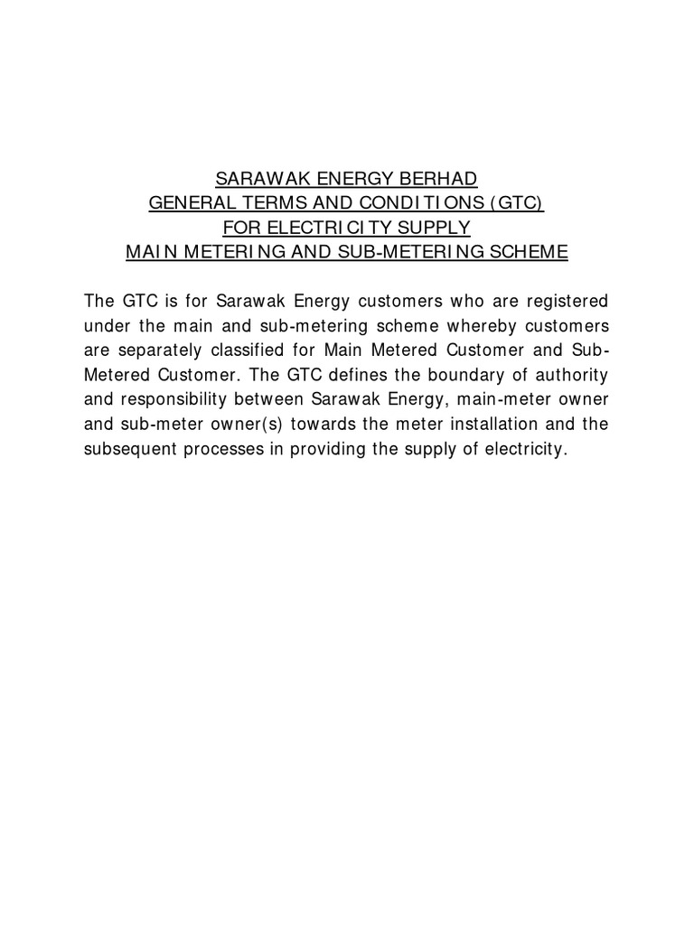 Sarawak Energy Berhad - GTC Main Metering-Original From SEB-Website | PDF
