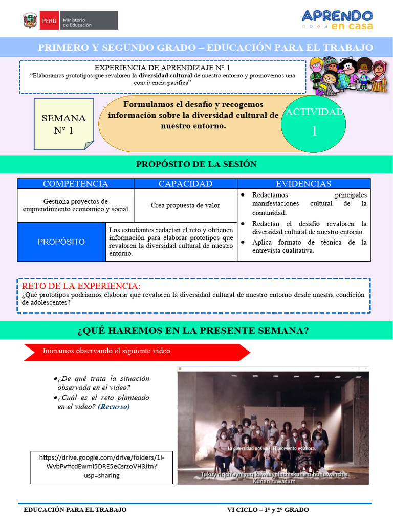 I EXPERIENCIA DE APRENDIZAJE - ACT 1- SEMANA 1 VI CICLO | PDF | Perú | Diseño