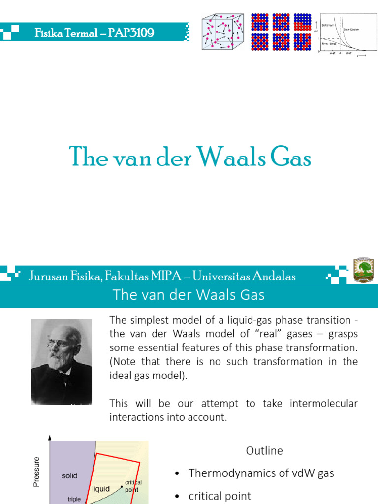 16 the Van Der Waals Gas | PDF | Gases | Intermolecular Force