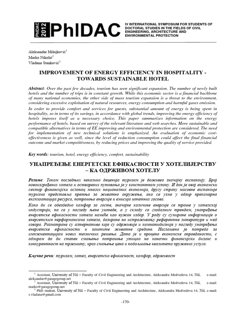 Improvement of Energy Efficiency in Hospitality - Towards Sustainable ... Improvement of Energy Efficiency in Hospitality - Towards Sustainable ...