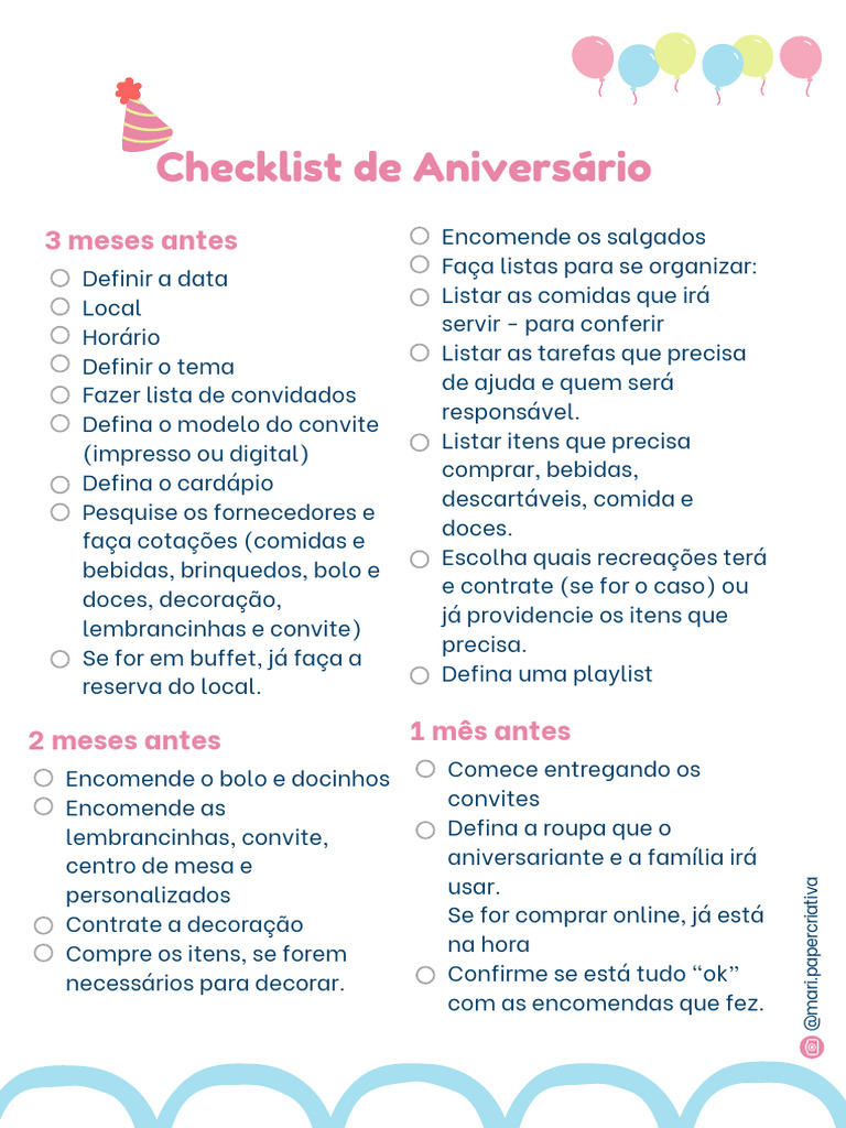 Checklist de Aniversário_Guia Prático para Organizar a Festa Infantil ...