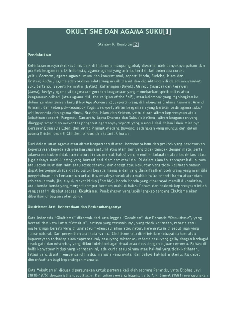 Okultisme Dan Agama Suku | PDF