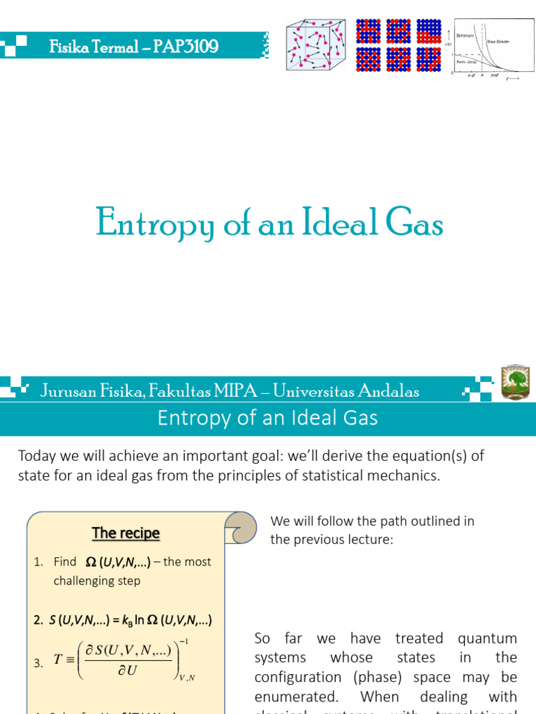 Entropy of an Ideal Gas | PDF | Gases | Entropy