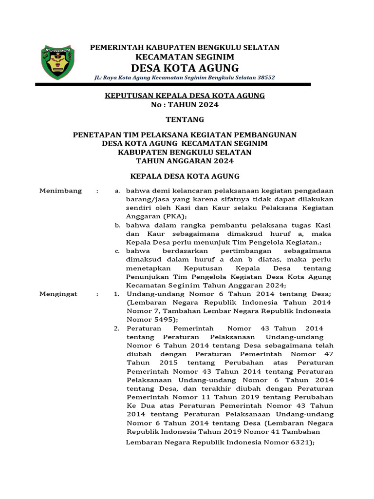 Sk TPK Kota Agung 2024 | PDF